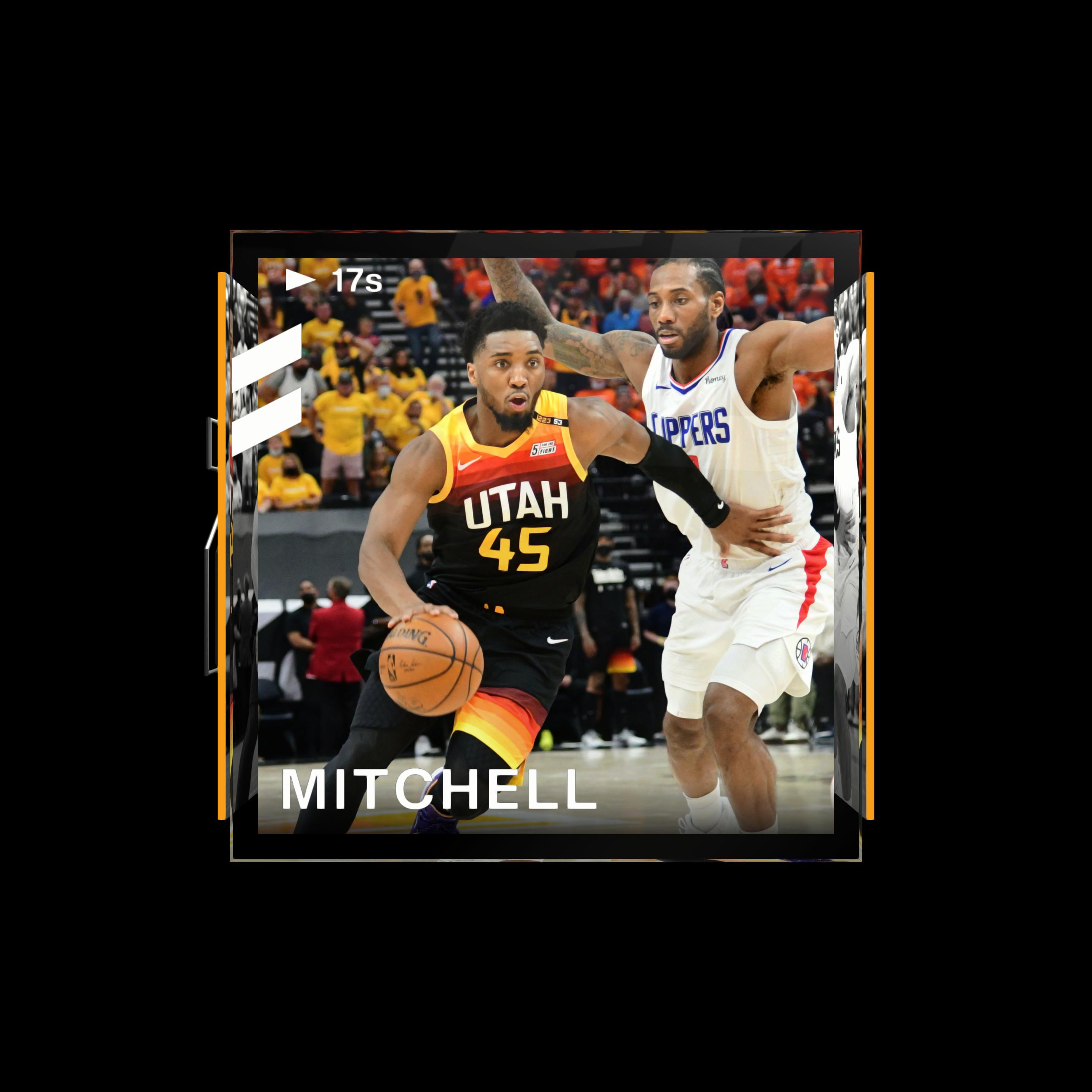Donovan Mitchell darts defense for tough bucket in 45-point 2021 ...